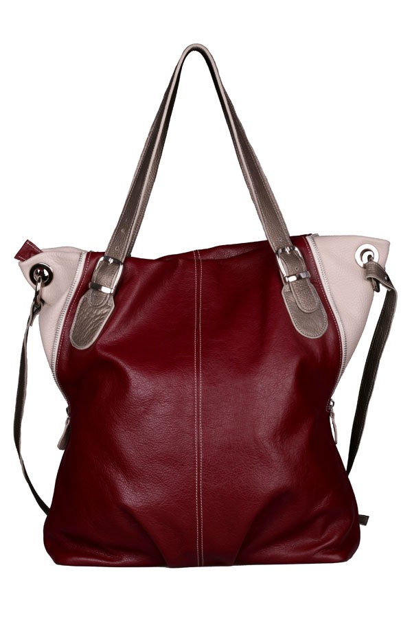 Geanta din piele naturala visina putreda