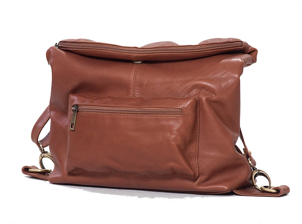 Geanta rucsac din piele Tania, de culoare maro